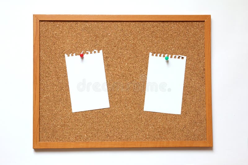 Cork Board with Paper Note on White Background Stock Image - Image of ...