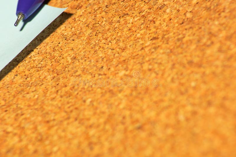 Cork Board with Pen and a Sheet of Paper and Free Space is Macro Stock ...