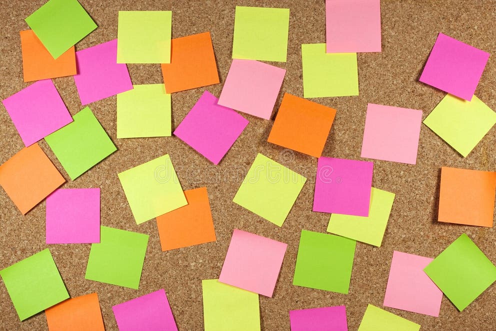 Cork Board with Sticky Note Stock Photo - Image of green, orange: 18056244