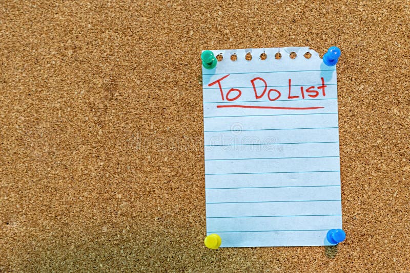 Cork Board with a To Do List Note on it Stock Image - Image of empty ...