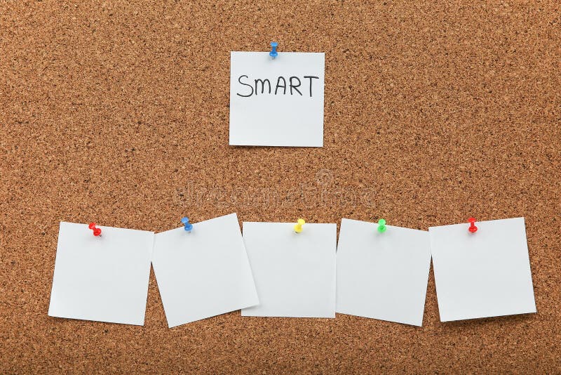 Cork Board with Empty Notes of Paper and Word Smart Stock Image - Image ...