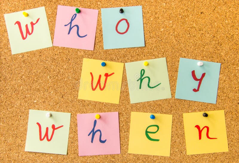 Cork Board Who Why when Written on Pinned Post it Stock Photo - Image ...