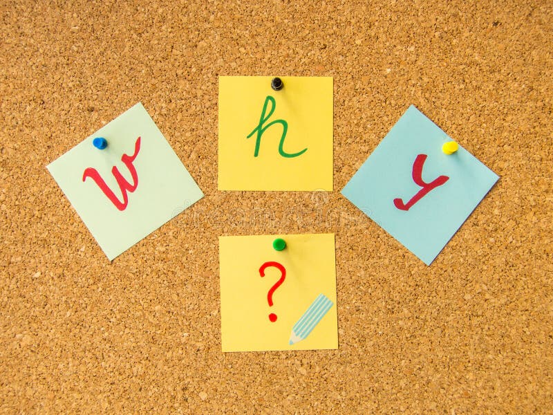 Cork Board Why Written on Pinned Post it Stock Image - Image of concept ...