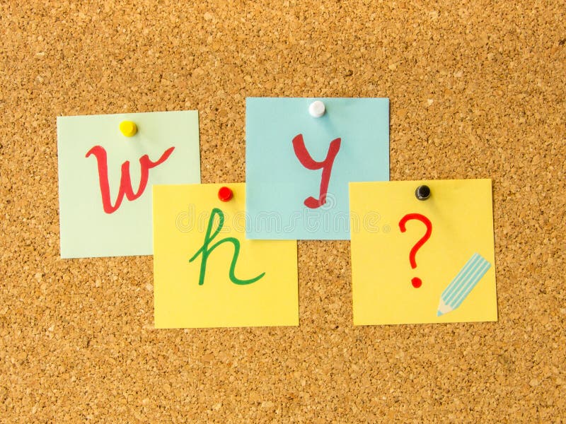 Cork Board Why Written on Pinned Post it Stock Image - Image of ...