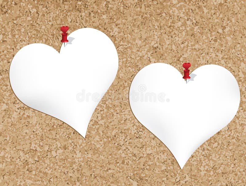 Cork Bulletin Board with Heart Shaped Notepads Stock Vector ...