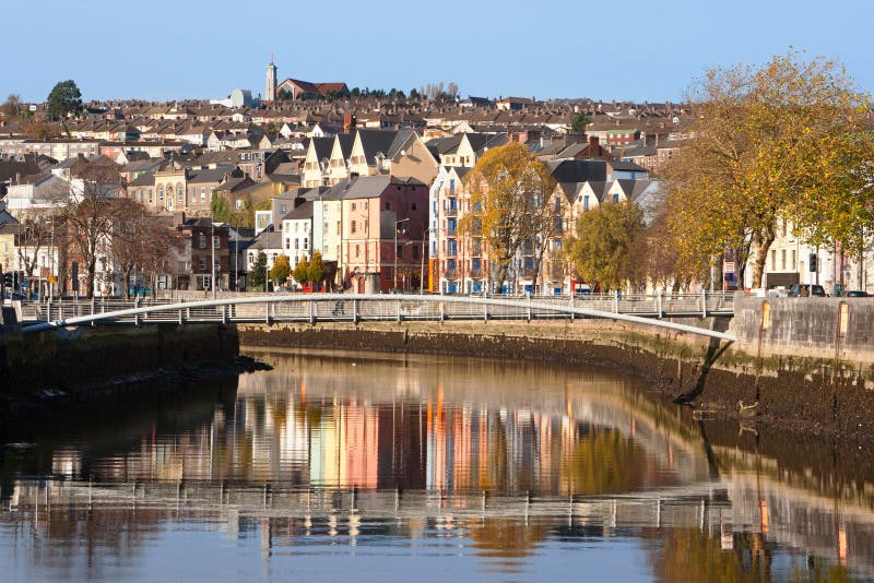 Cork city at sunset stock image. Image of skyline, bridge - 16583753
