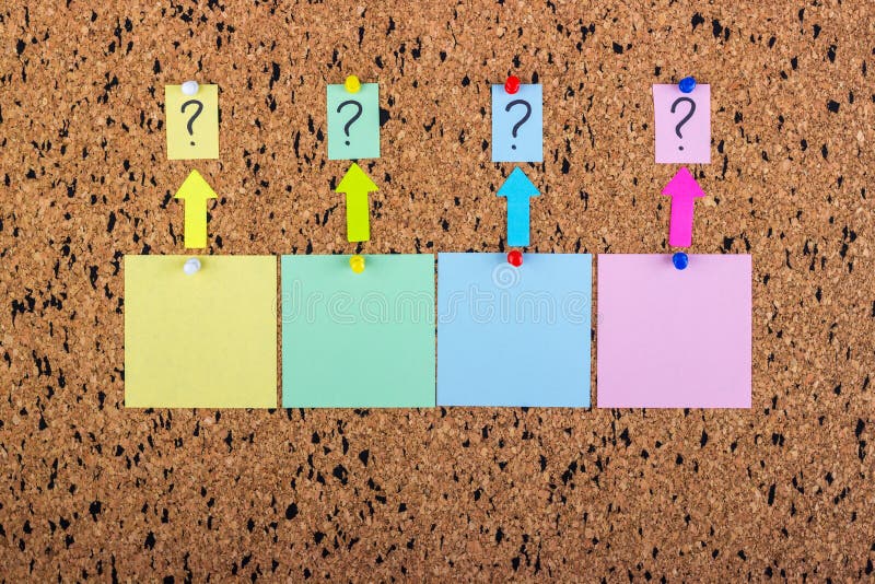 Cork Desk with a Question Mark. a Sticker with a Question Mark Stock ...