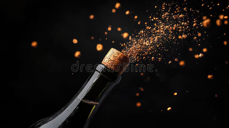 Cork Flying Out of Champagne Bottle Stock Photo - Image of greeting ...