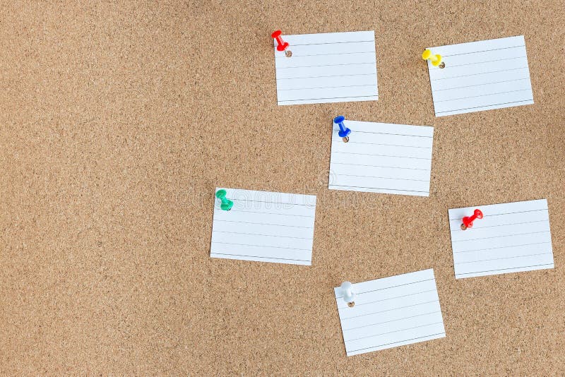 Cork Memory Board with Pinned Blank Pieces of Paper Notes, Bulletin ...