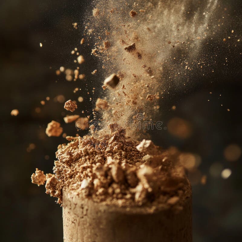 Cork in Motion with Exploding Dust and Debris Creating Dynamic Movement ...