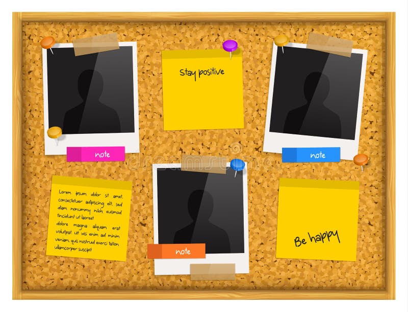 Cork Notice Board with Photo Frames, Sticky Notes, Push Pins and Scotch ...