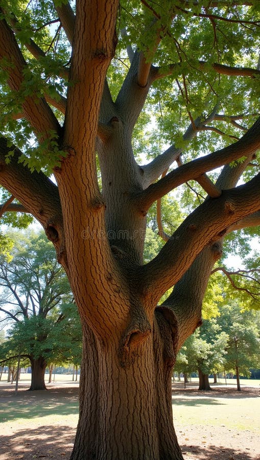 Cork Oak Tree with Harvested Bark Revealing Smooth Golden Surface Stock ...