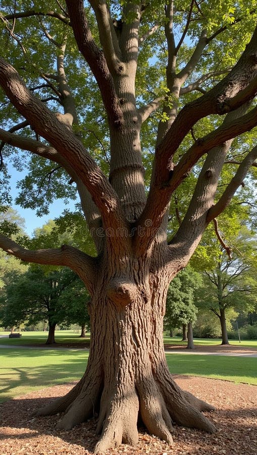Cork Oak Tree with Harvested Bark Revealing Smooth Golden Surface Stock ...