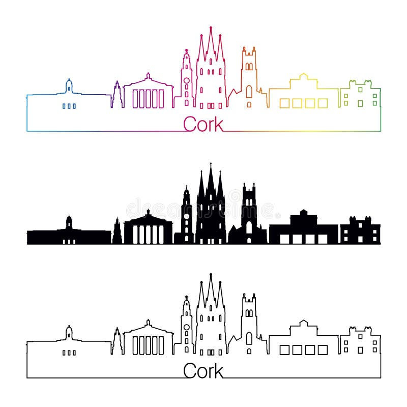 Cork Skyline Linear Style with Rainbow Stock Vector - Illustration of ...