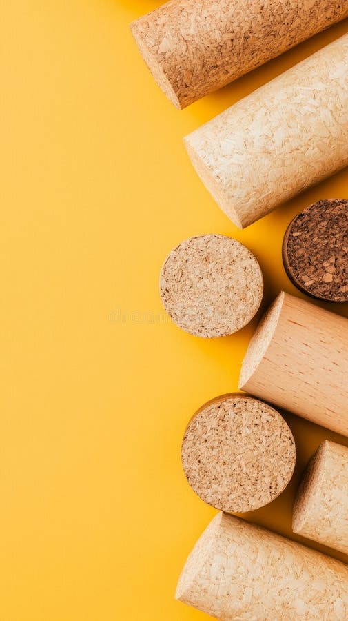 Cork Stoppers of Various Shapes and Colors are Artistically Arranged on ...
