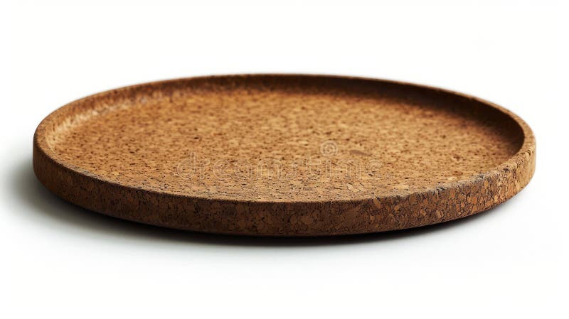 A Cork Wooden Plate Isolated on a White Background. Stock Photo - Image ...