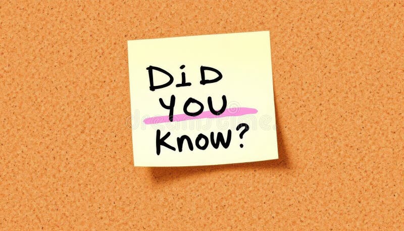 Corkboard with Sticky Note Did You Know Highlighted Stock Illustration ...