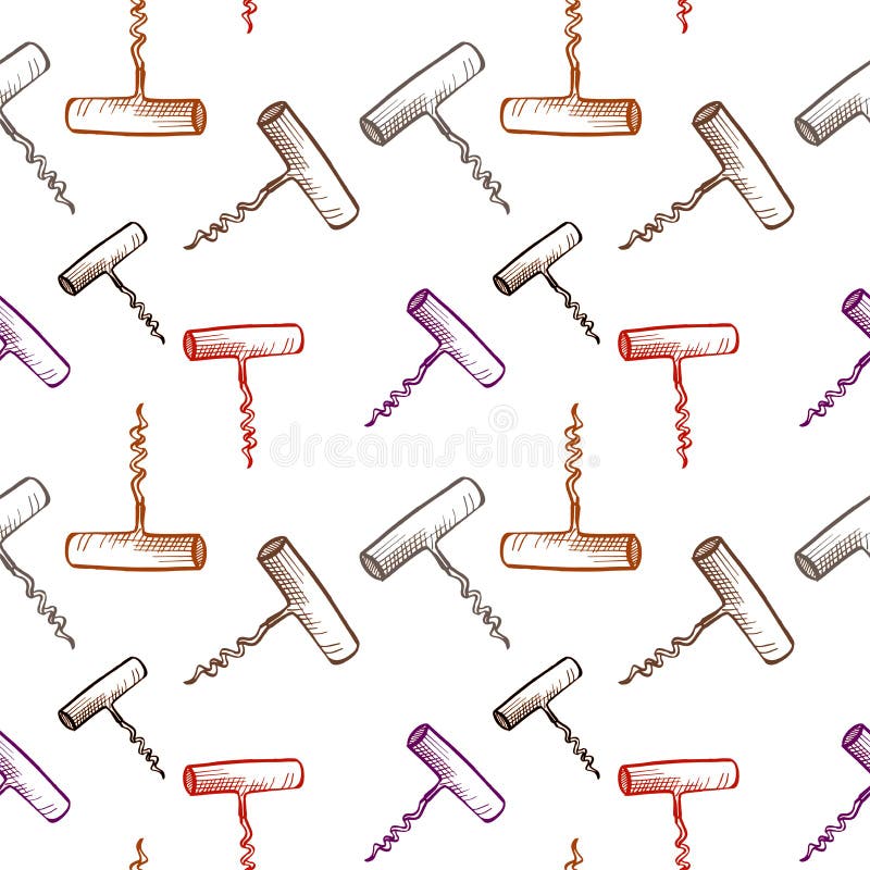 Corkscrew Background. Seamless Pattern, Sketch of Red and Brown ...