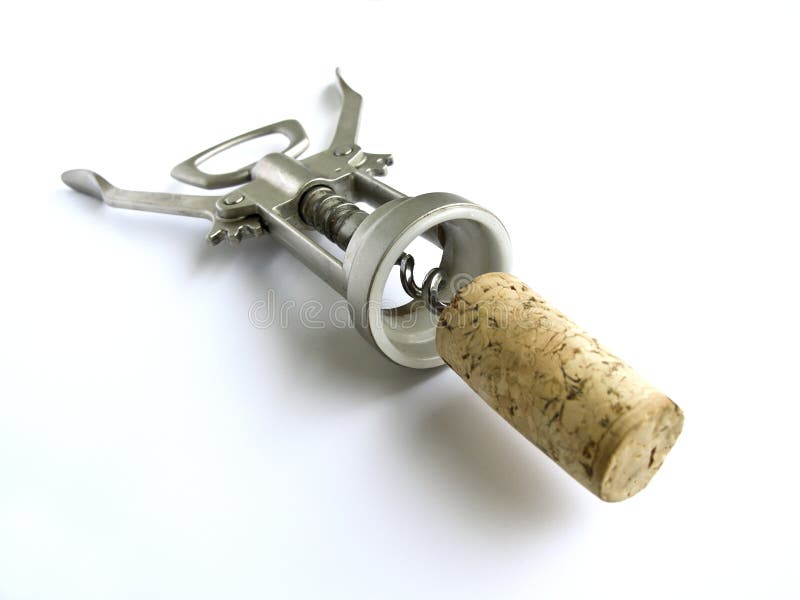 Corkscrew on white stock image. Image of steel, bottle - 163757923