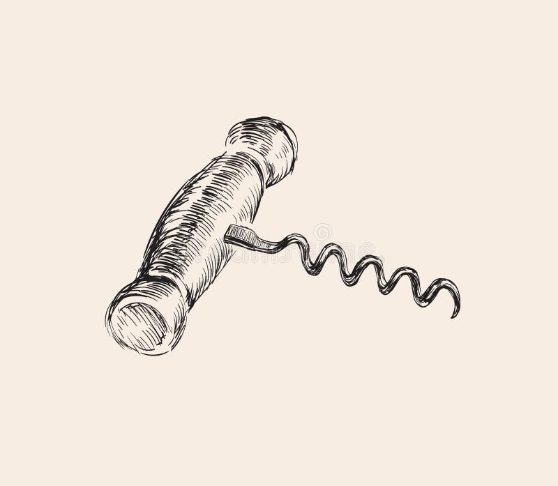 Corkscrew Hand Drawing Vector Illustration. Vintage Style Stock Vector ...