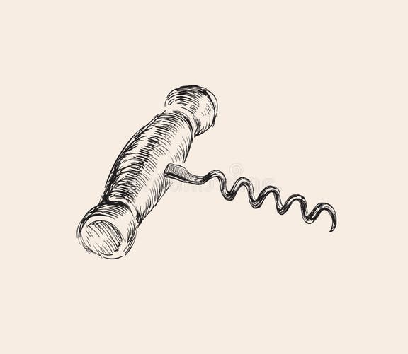 Corkscrew Hand Drawing Vector Illustration. Vintage Style Stock Vector ...