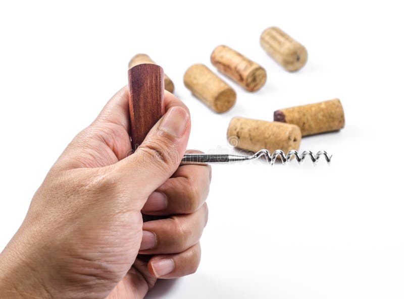 Corkscrew in hand stock photo. Image of corkscrew, white - 15337716