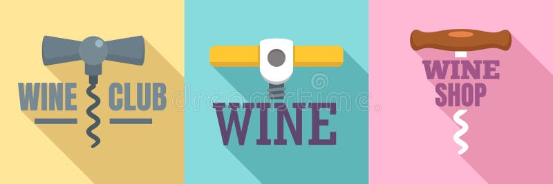 Corkscrew Logo Set, Flat Style Stock Vector - Illustration of ...
