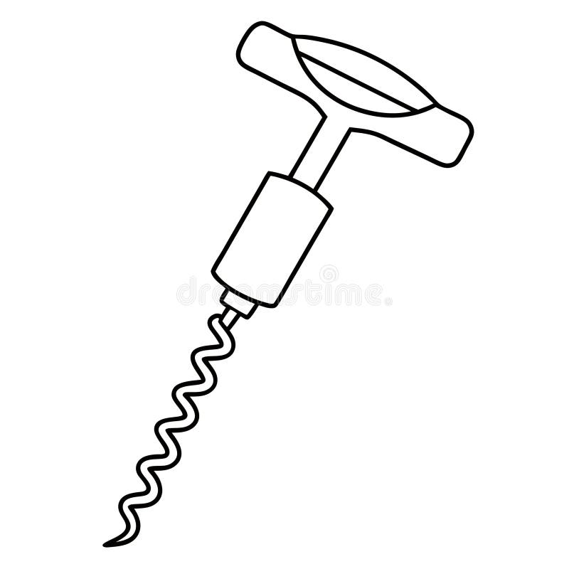 Corkscrew Vector Outline – Isolated on White Background Stock Vector ...