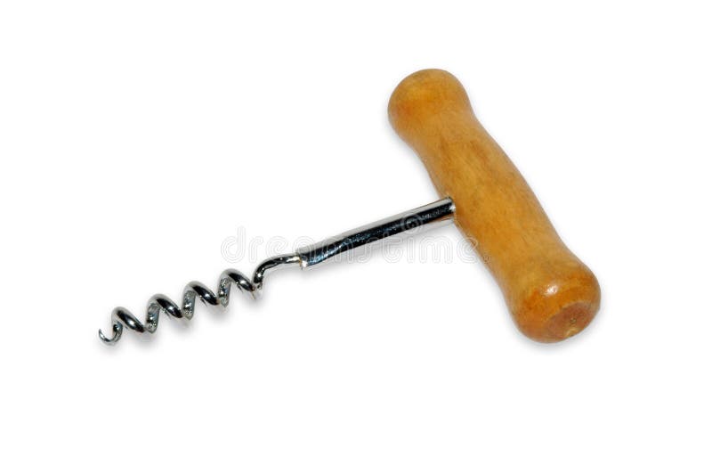 Corkscrew on white stock image. Image of bottle, iron, steel - 569409