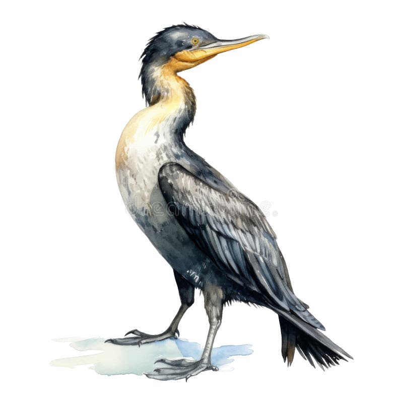 Cormorant, Bird Illustration. Watercolor Style Stock Image ...