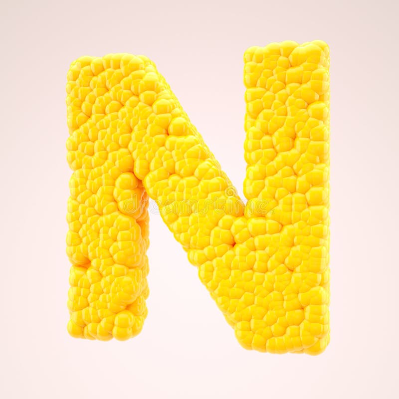 Corn Alphabet Letter L in Yellow Bubbles. 3d Rendering Stock ...