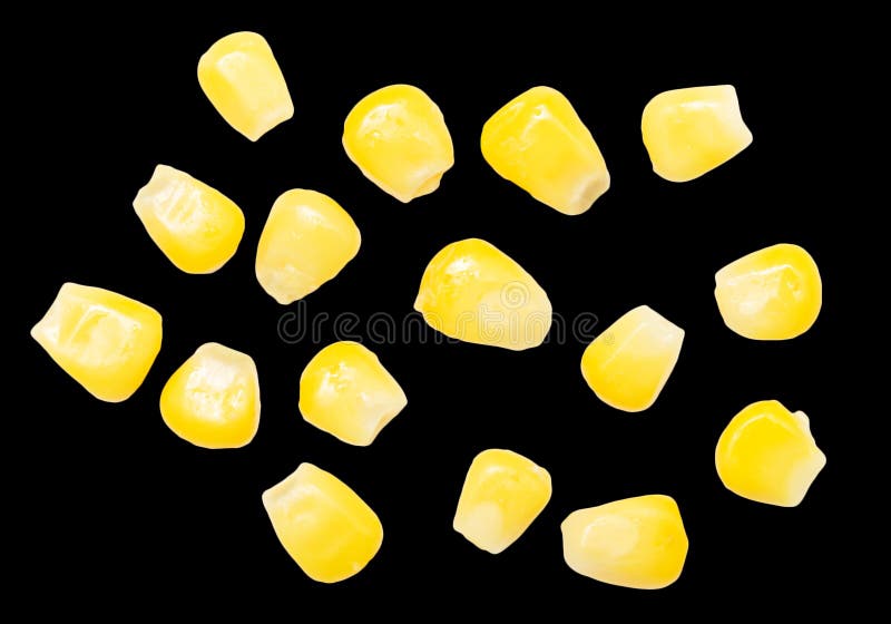 Corn on a Black Background. Close-up Stock Photo - Image of black ...
