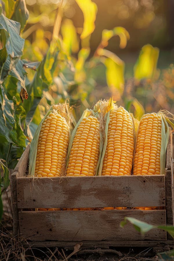 Corn in a Box. Selective Focus Stock Image - Image of nutrition, pack ...
