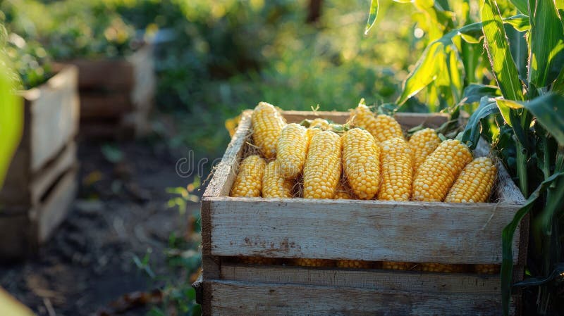 Corn in a Box. Selective Focus Stock Image - Image of freeze, isolated ...