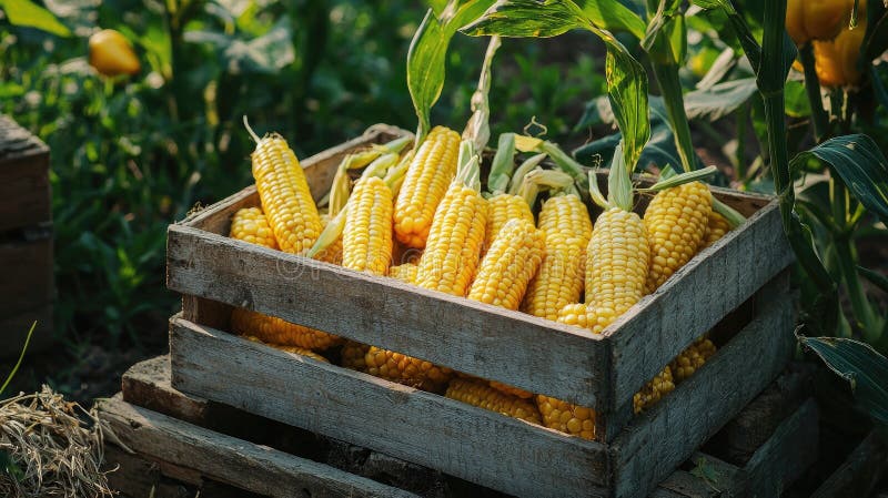 Corn in a Box. Selective Focus Stock Image - Image of grain, storage ...