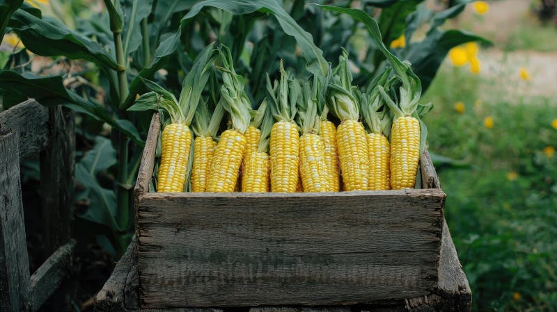Corn in a Box. Selective Focus Stock Image - Image of closeup, pack ...
