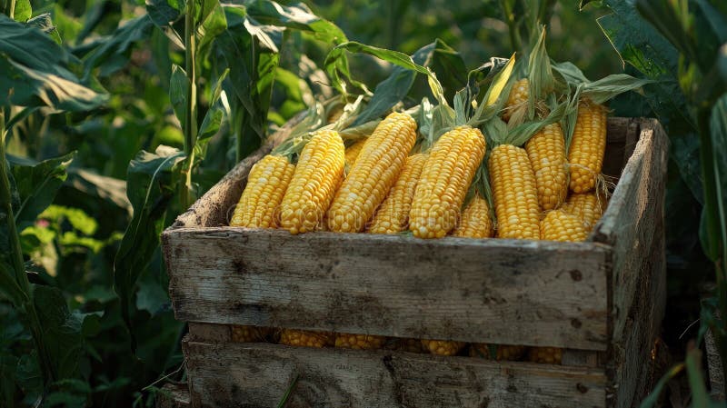 Corn in a Box. Selective Focus Stock Photo - Image of vitamin ...