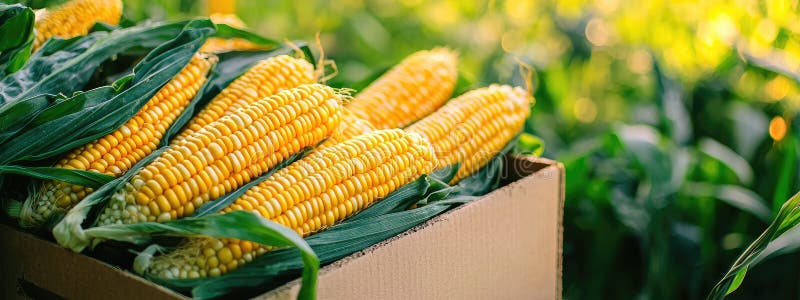 Corn in a Box. Selective Focus Stock Photo - Image of healthy, corn ...
