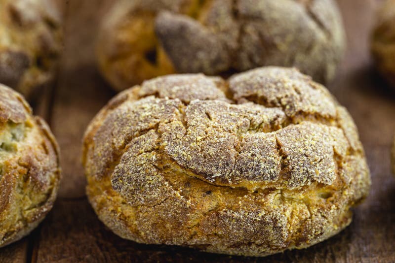 Corn Bread Made Manioc Flour Typical Portugal Brazil Stock Photos ...