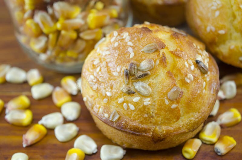Corn Bread with Sesame and Corn Grains Stock Image - Image of ketchup ...