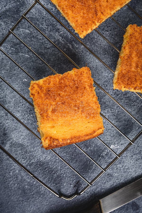 Corn Bread Squares Slices on Dark Rustic Background Stock Image - Image ...
