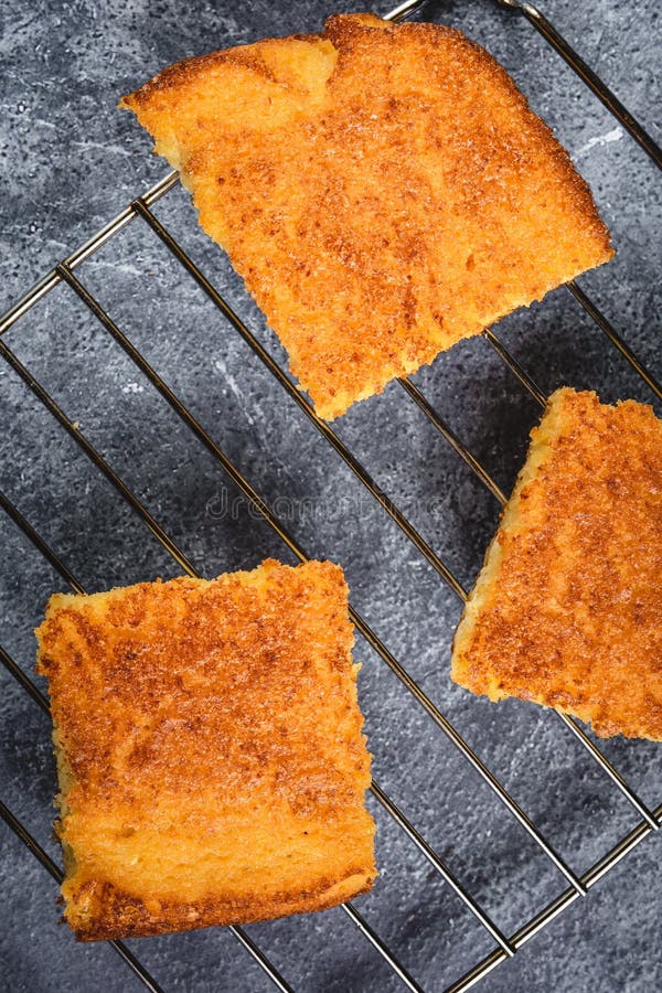 Corn Bread Squares Slices on Dark Rustic Background Stock Image - Image ...