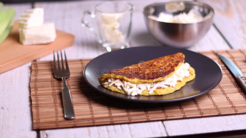 Corn Cachapas with White Cheese, Typical Venezuelan Dish. Stock Video ...