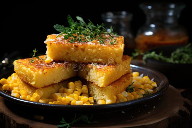 Corn Cake without Rustic Wood Slice and Fabric with Corn, Slice in ...