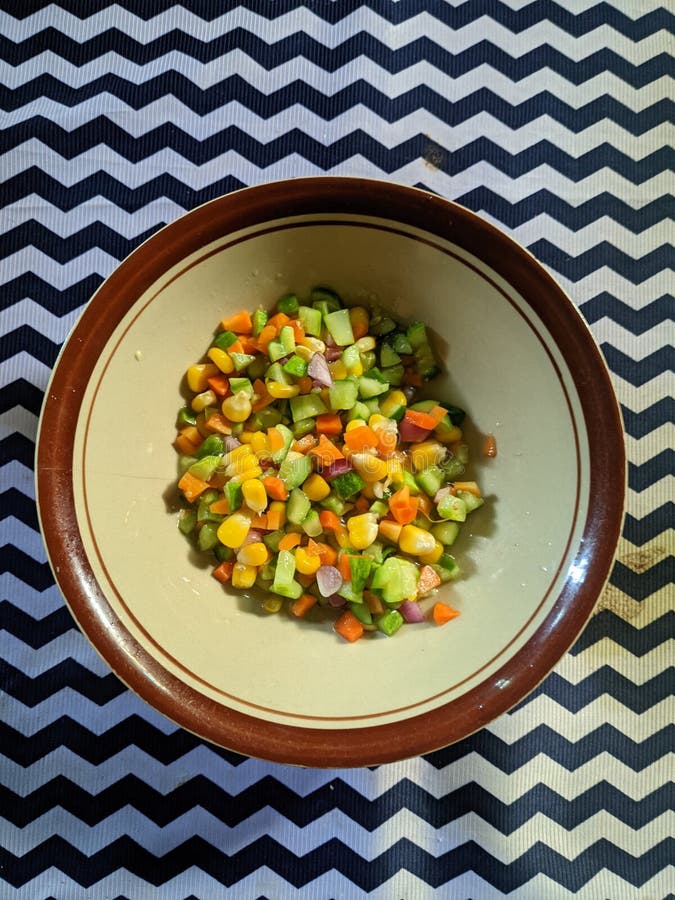 Corn Carrot and Cucumber Salad in a Bowl Stock Photo - Image of ...