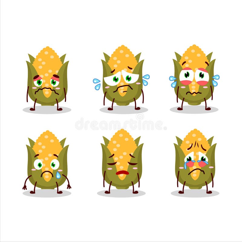 Corn Cartoon in Character with Sad Expression Stock Vector ...