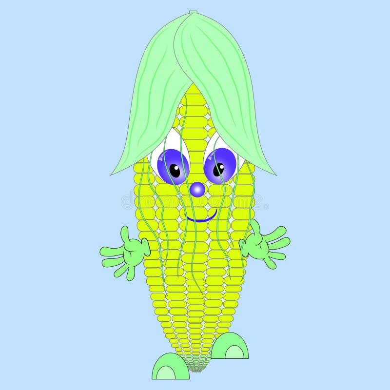 Corn Character Cartoon Vector Color Stock Vector - Illustration of ...