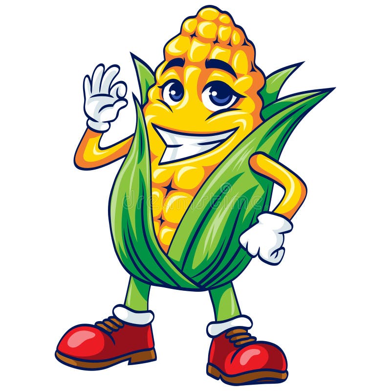 Corn Cartoon Mascot Character Design Vector Illustration Stock Vector ...