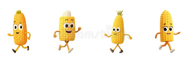 Corn Characters with Expressive Faces. Fun and Playful Food ...