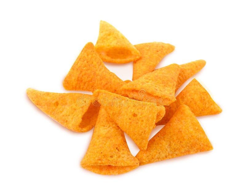 Corn Chip Isolated on White Background Stock Photo - Image of dried ...